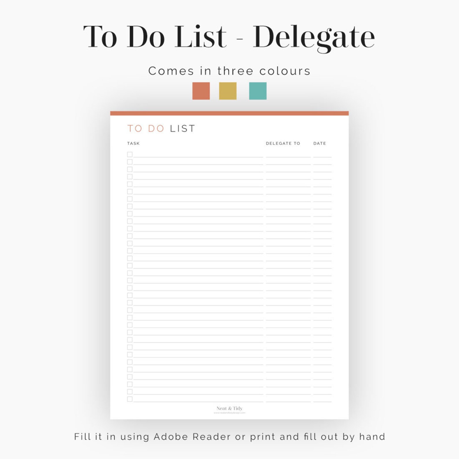 To Do List Delegate Fillable Printable PDF Task - Etsy