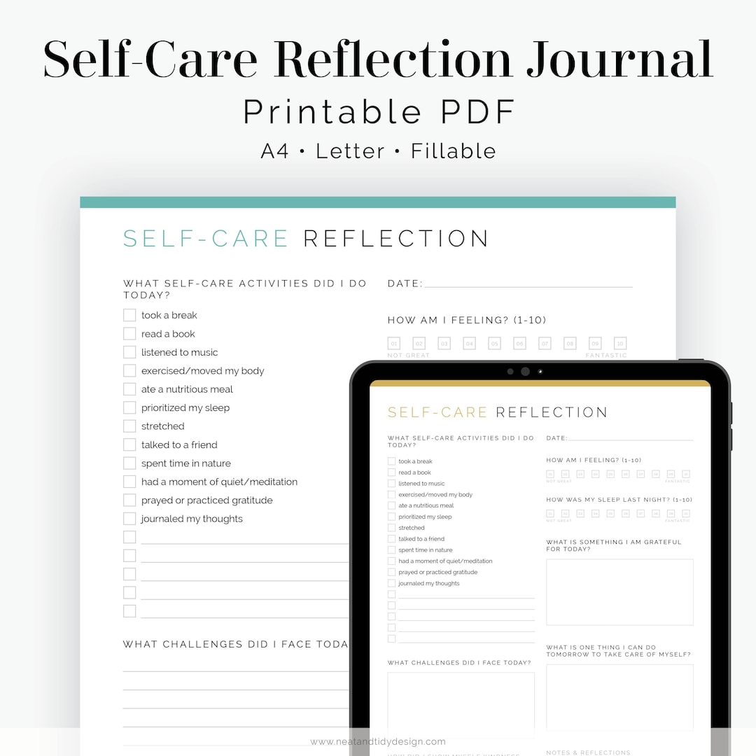 Guided Self-care Reflection Journal Page - Fillable - Printable PDF ...