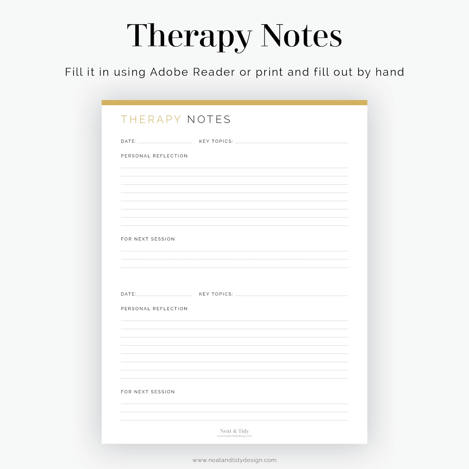 Therapy Session Notes - Fillable - Printable PDF - Mental Health ...