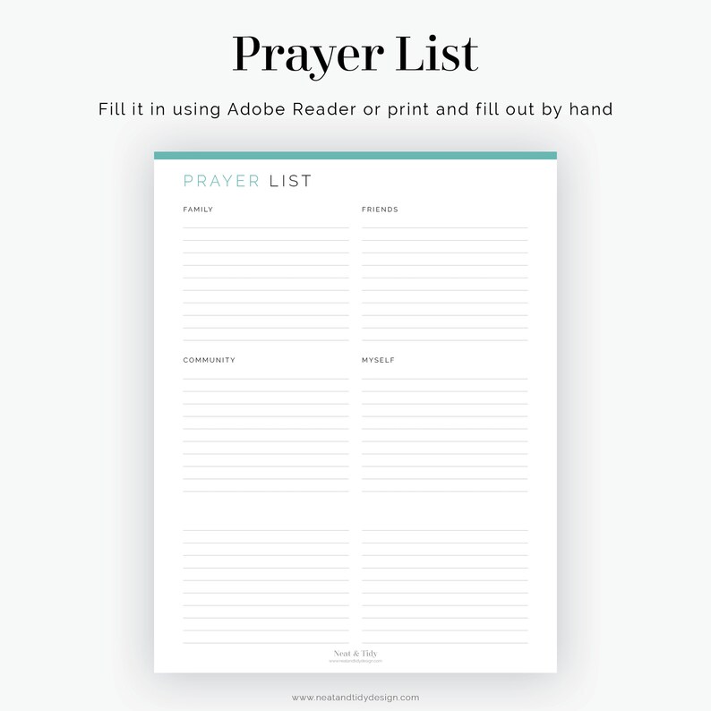 Prayer List (2 Layouts) - Fillable - Printable PDF - Daily Devotional ...
