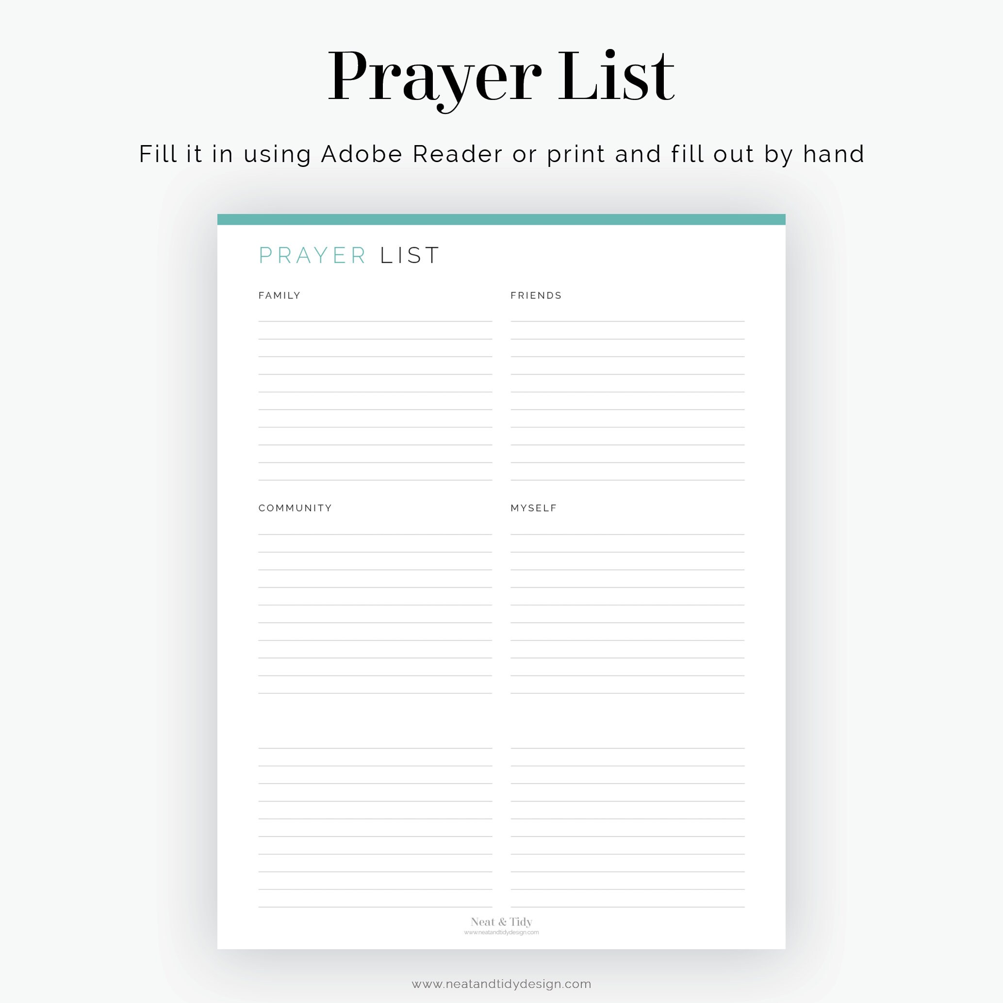 Prayer List 2 Layouts Fillable Printable PDF Daily Devotional Practice ...