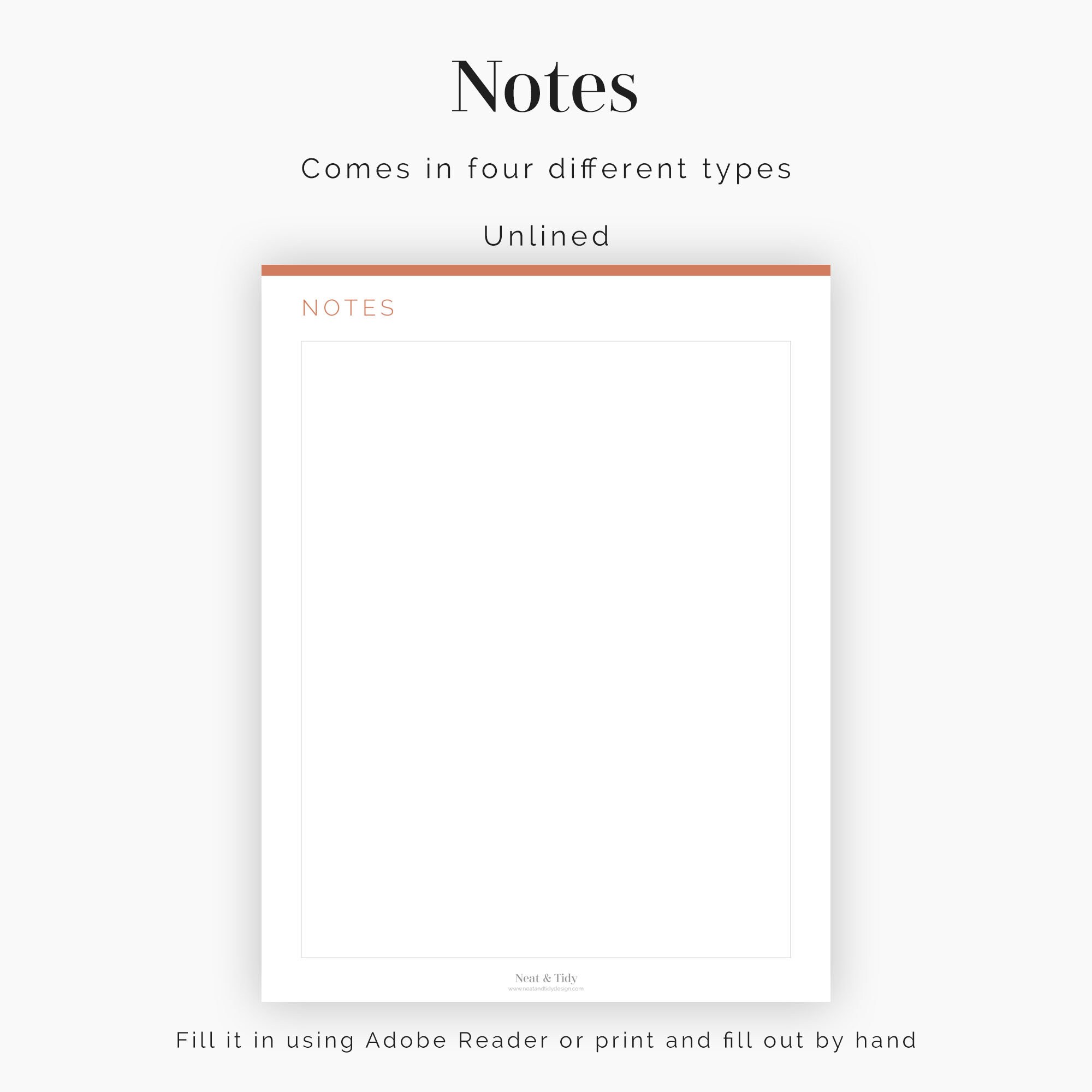 Notes Lined, Unlined, Grid, Dot Grid Fillable Printable PDF Home ...