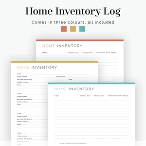 Home Inventory Log - Household Valuables & Possessions Tracker ...