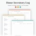 Home Inventory Log - Household Valuables & Possessions Tracker ...