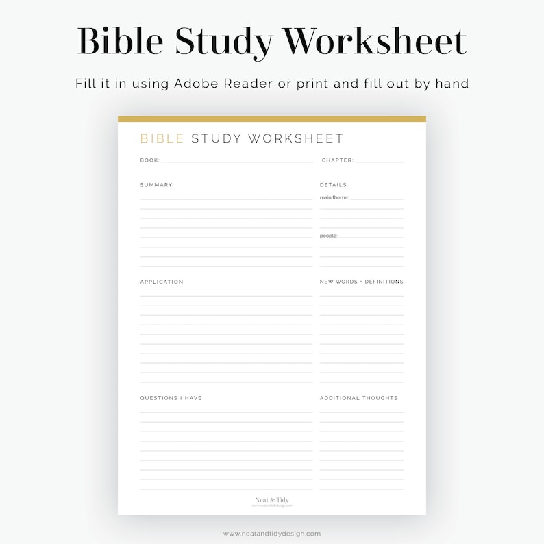 Bible Study Worksheet - Fillable - Printable PDF - Journaling ...