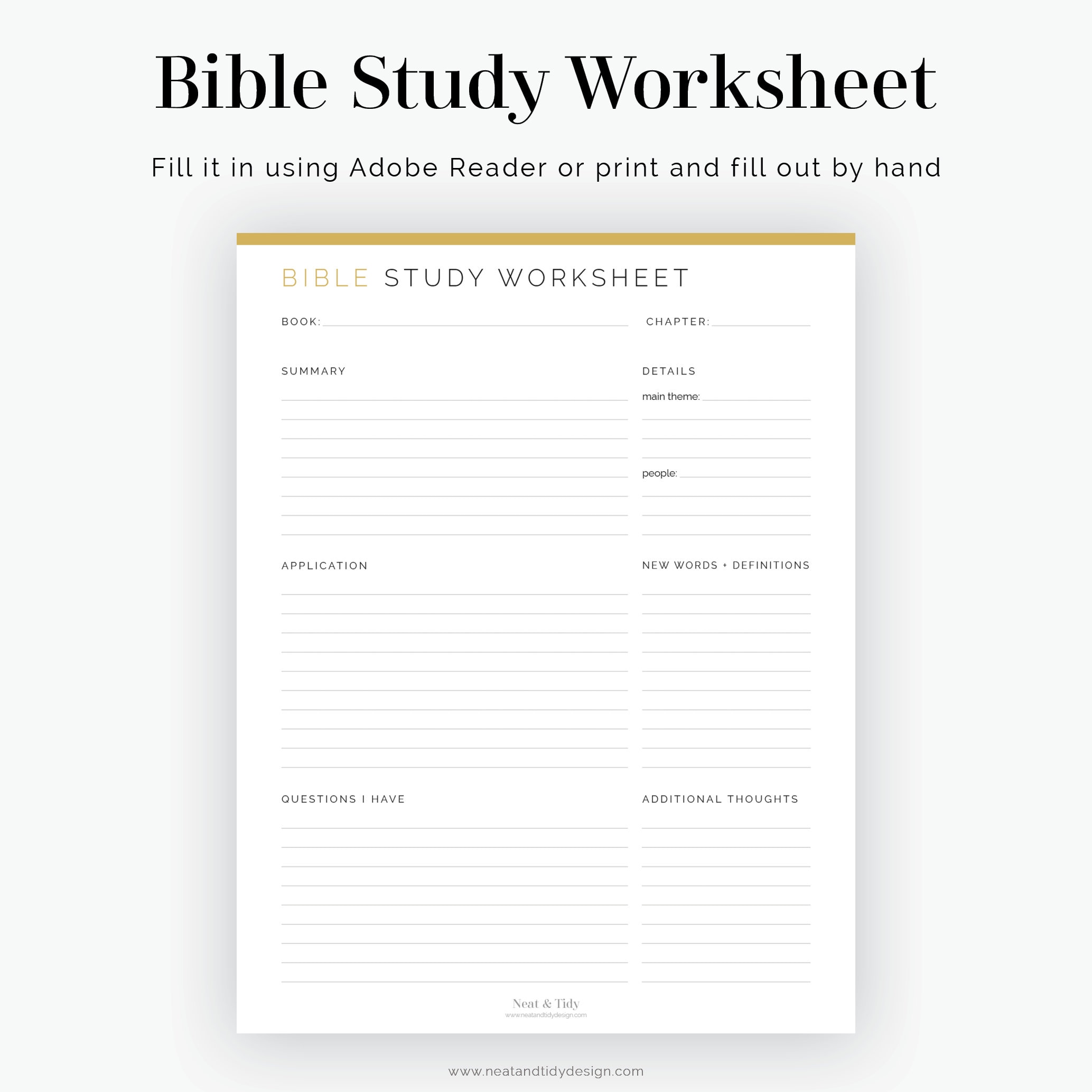 Bible Study Worksheet Fillable Printable PDF Journaling, Devotional ...