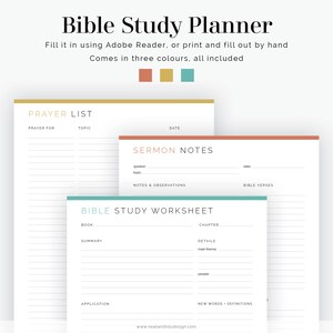 Bible Study Planner Kit (9 Documents) - Fillable - Printable PDF ...