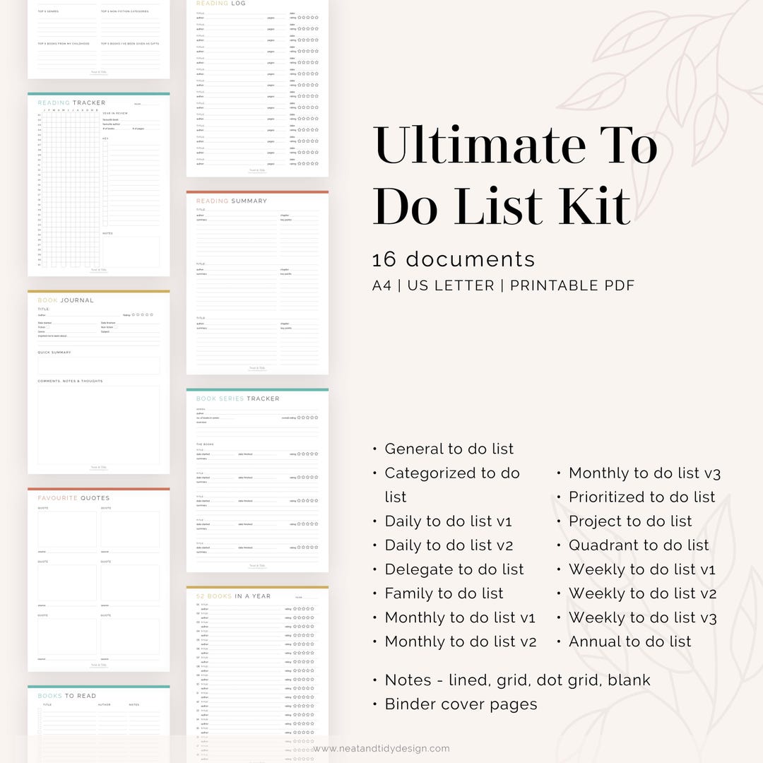 Ultimate to Do List Bundled Kit (16 Documents) - Fillable - Printable ...