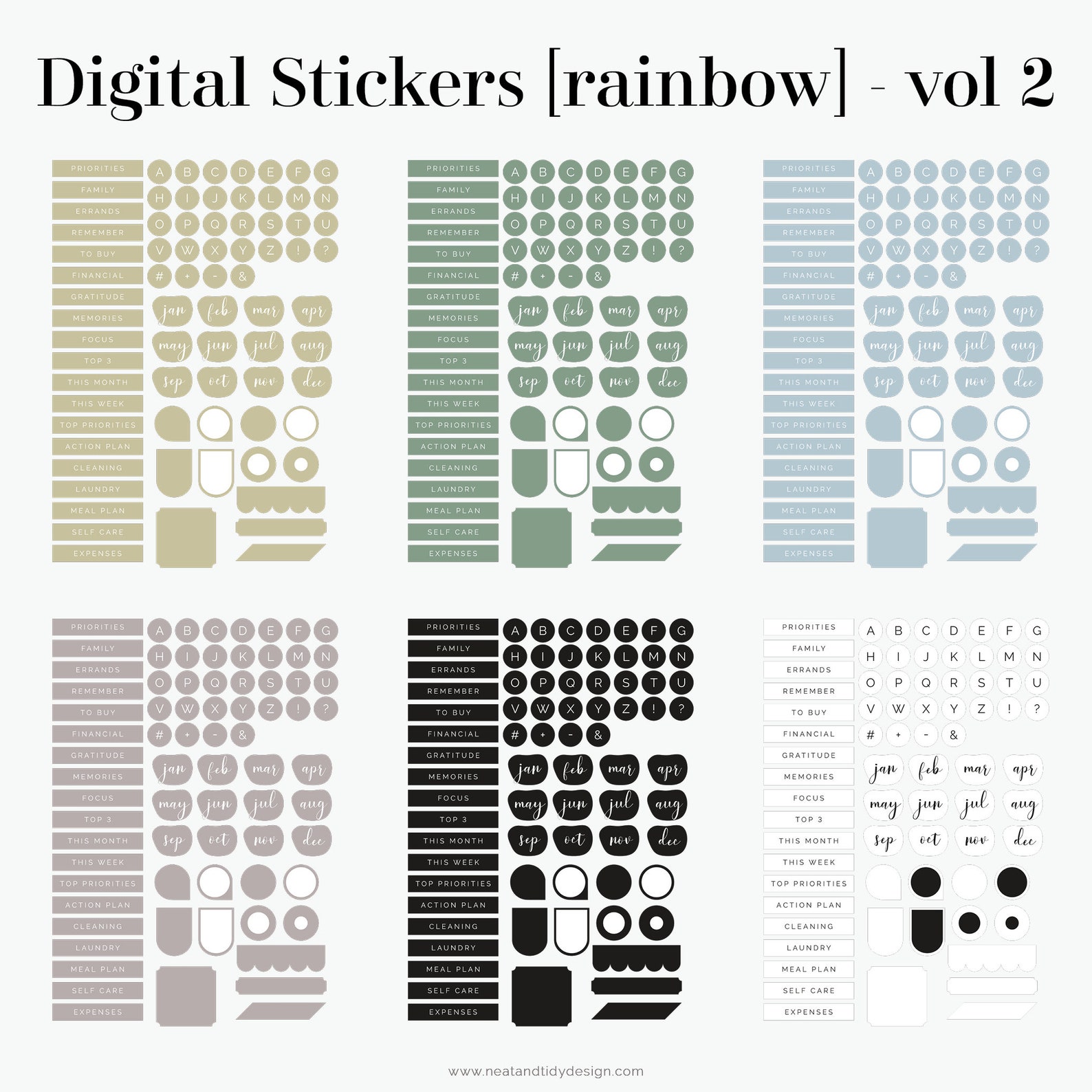 Digital Stickers for Goodnotes Planners Vol 2 1580 | Etsy