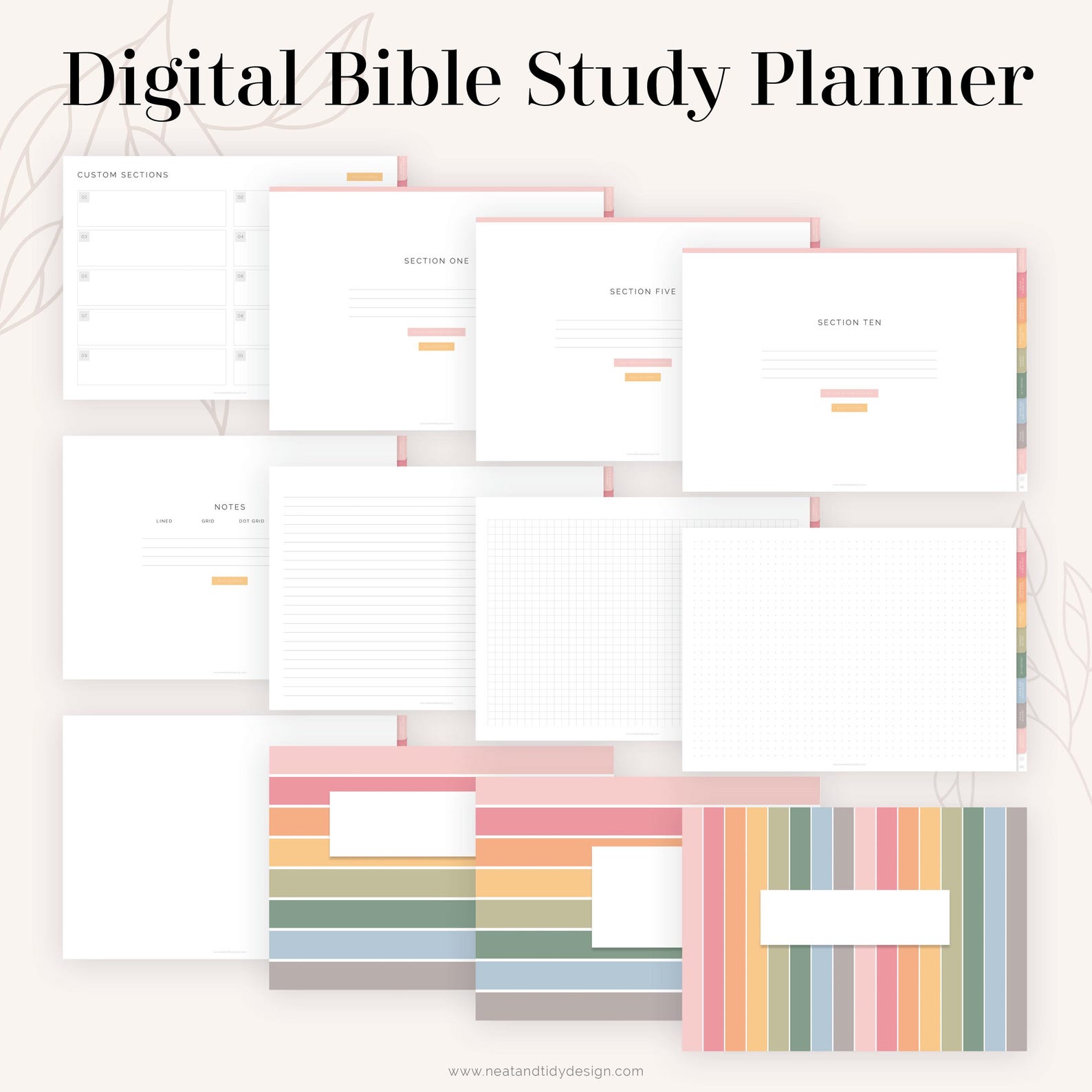 Digital Bible Study Planner for Goodnotes (rainbow) (portrait ...