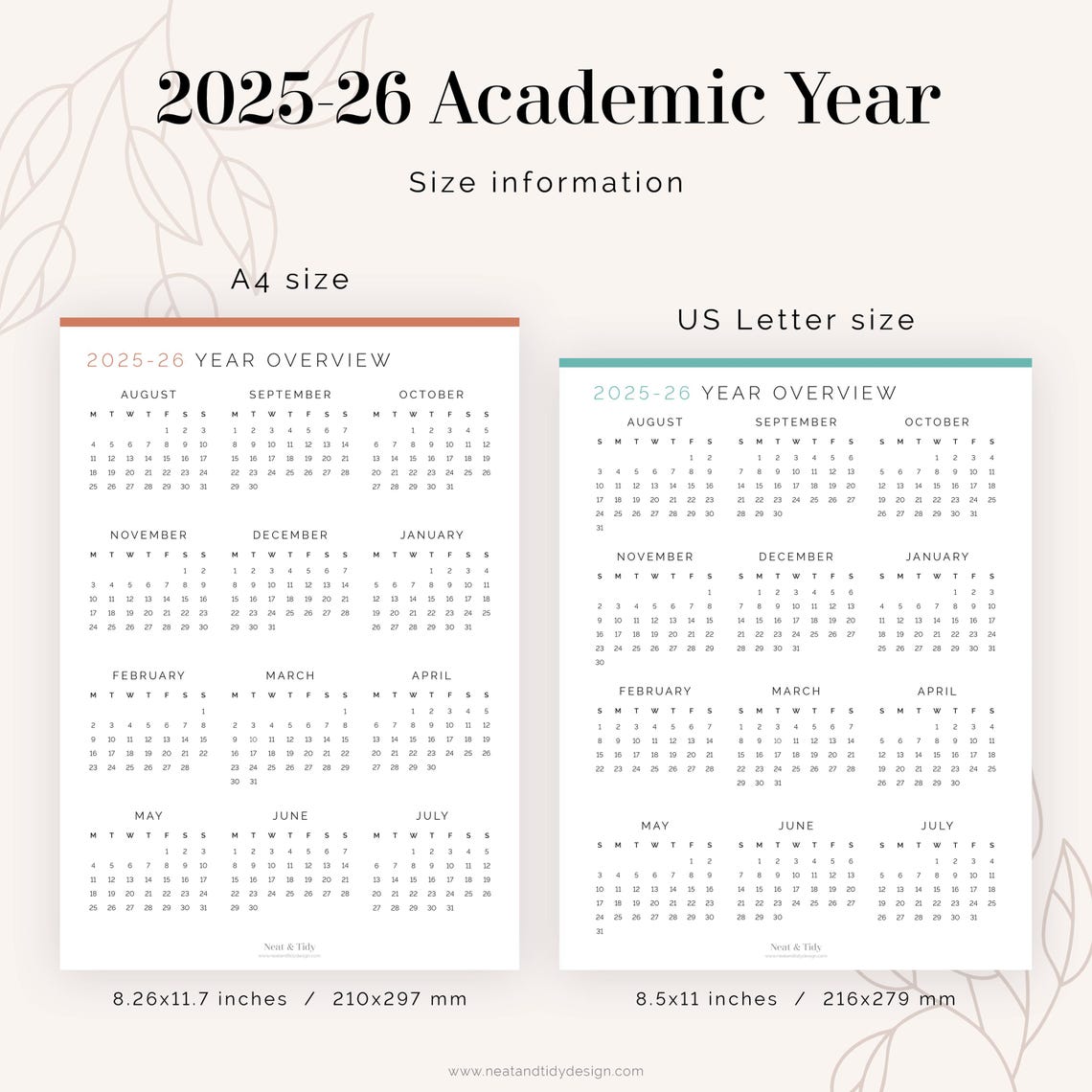 2025-26 Academic Year Overview Printable PDF | Time Management, School ...