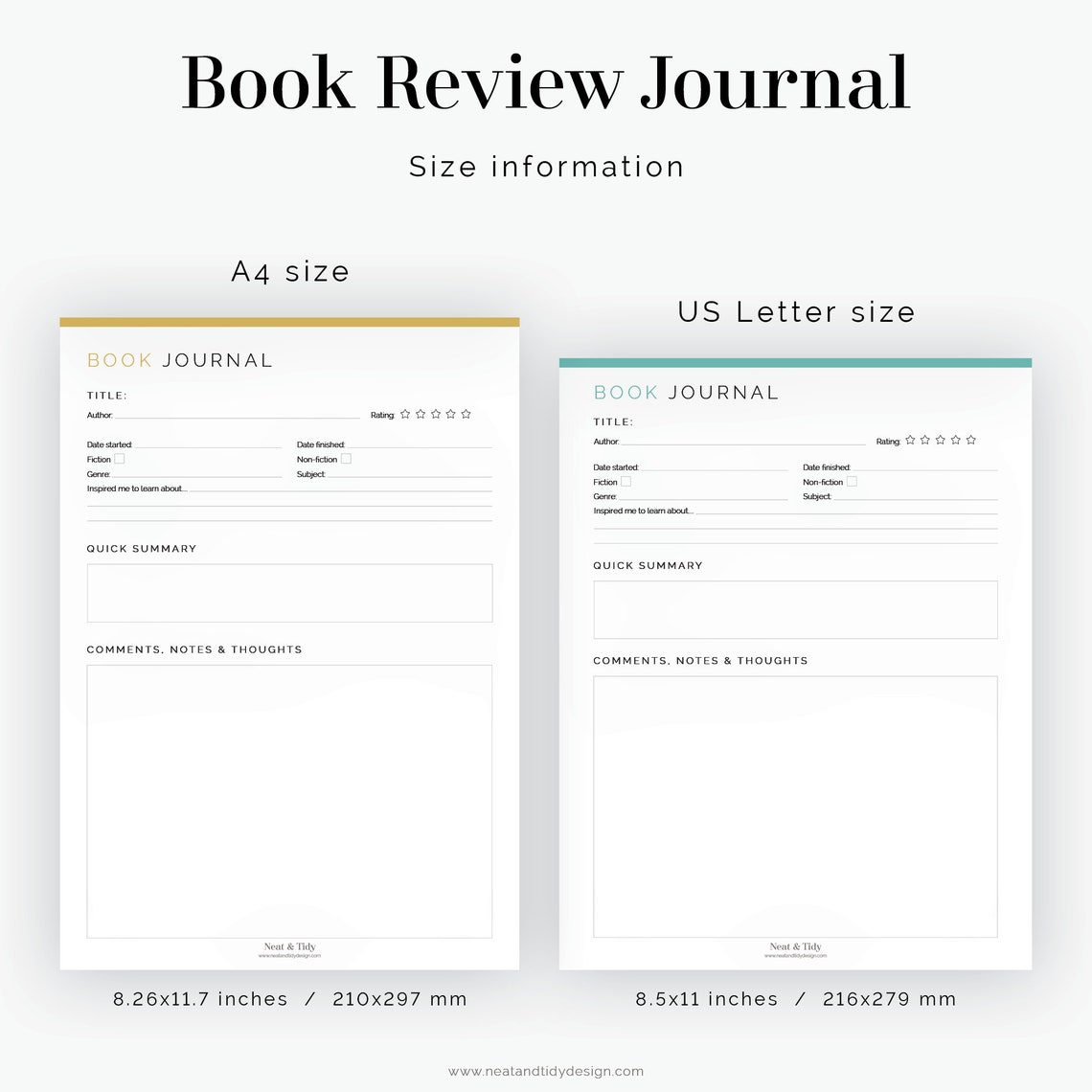 Book Review Journal Book Log Fillable Printable PDF - Etsy