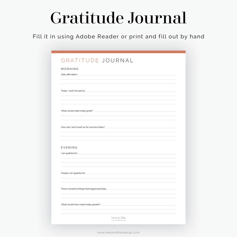 Gratitude Journal 2 Layouts Fillable Printable PDF - Etsy