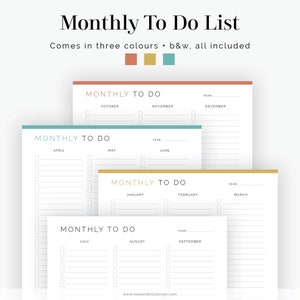 Monthly to Do List V3 - Fillable - Printable PDF - Task Management ...