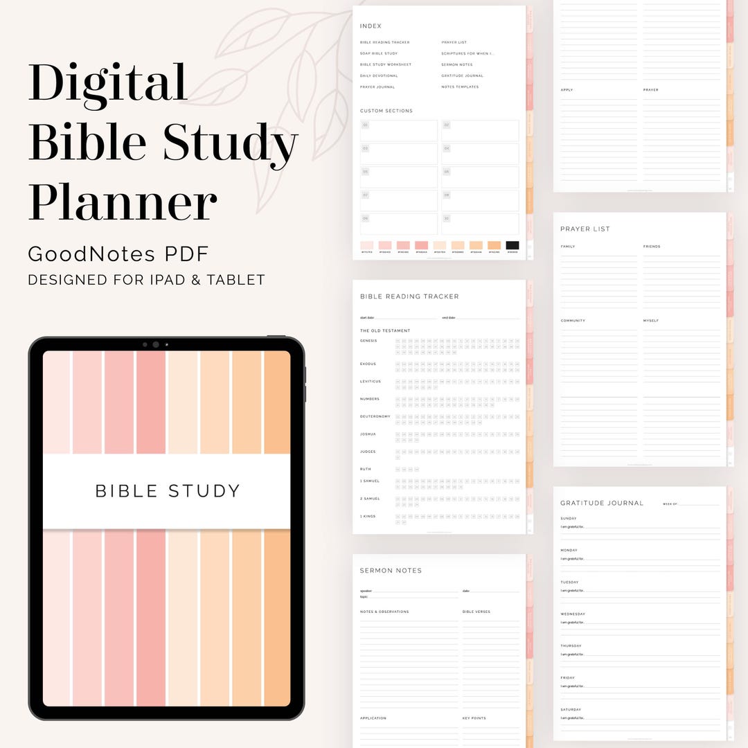 Digital Bible Study Planner: Warm Pastel Goodnotes Faith Journal ...