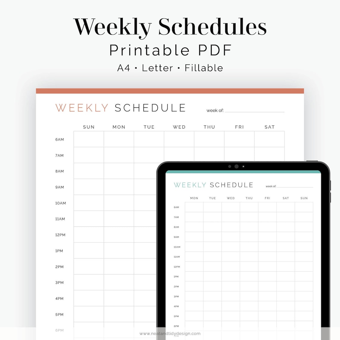 Weekly Schedule 2 Layouts Fillable Printable PDF - Etsy