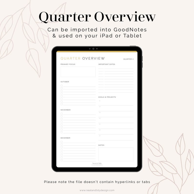 Quarter Overview | Fillable and Printable PDF - Productivity Overview ...