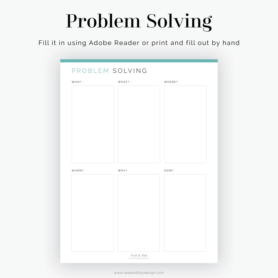 Problem Solving Worksheets 5W1H and SCAMPER Methods Fillable Printable ...