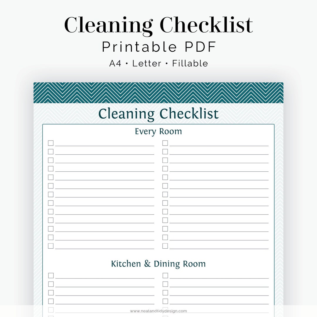 Cleaning by Room Checklist - Fillable - Printable PDF - Instant ...