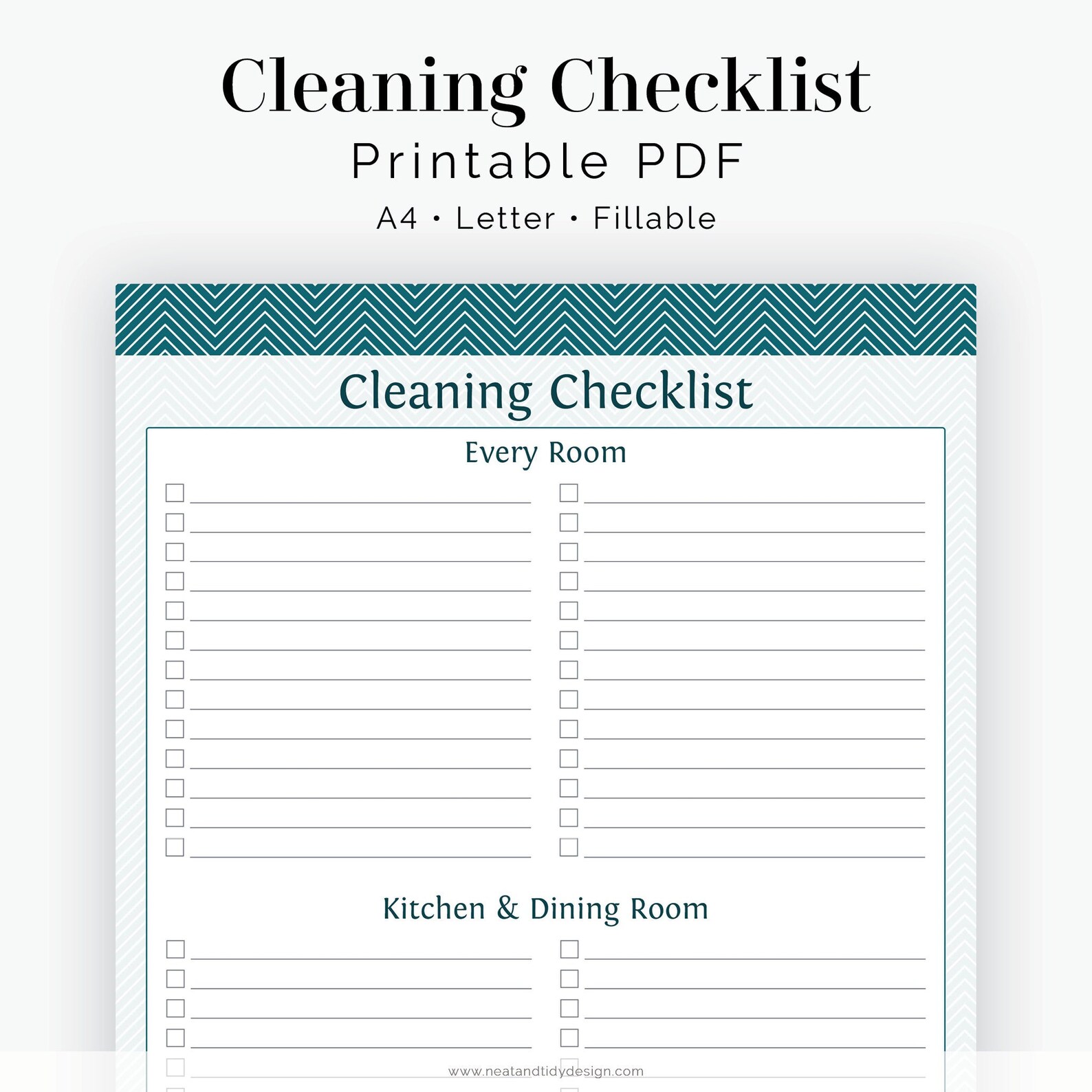 Cleaning by Room Checklist - Fillable - Printable PDF - Instant ...