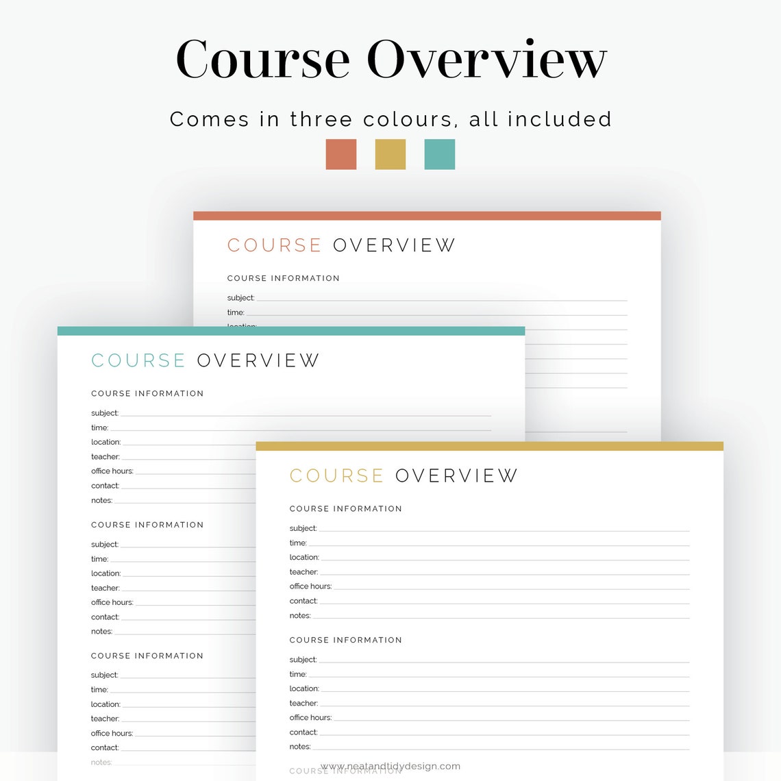 Course Overview - Fillable - Printable PDF - Student Planner, High ...