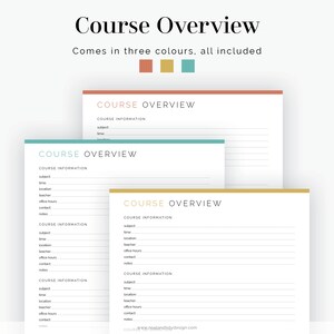 Course Overview - Fillable - Printable PDF - Student Planner, High ...