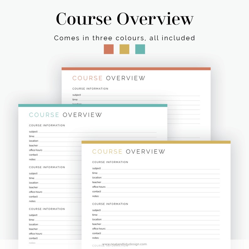 Course Overview - Fillable - Printable PDF - Student Planner, High ...