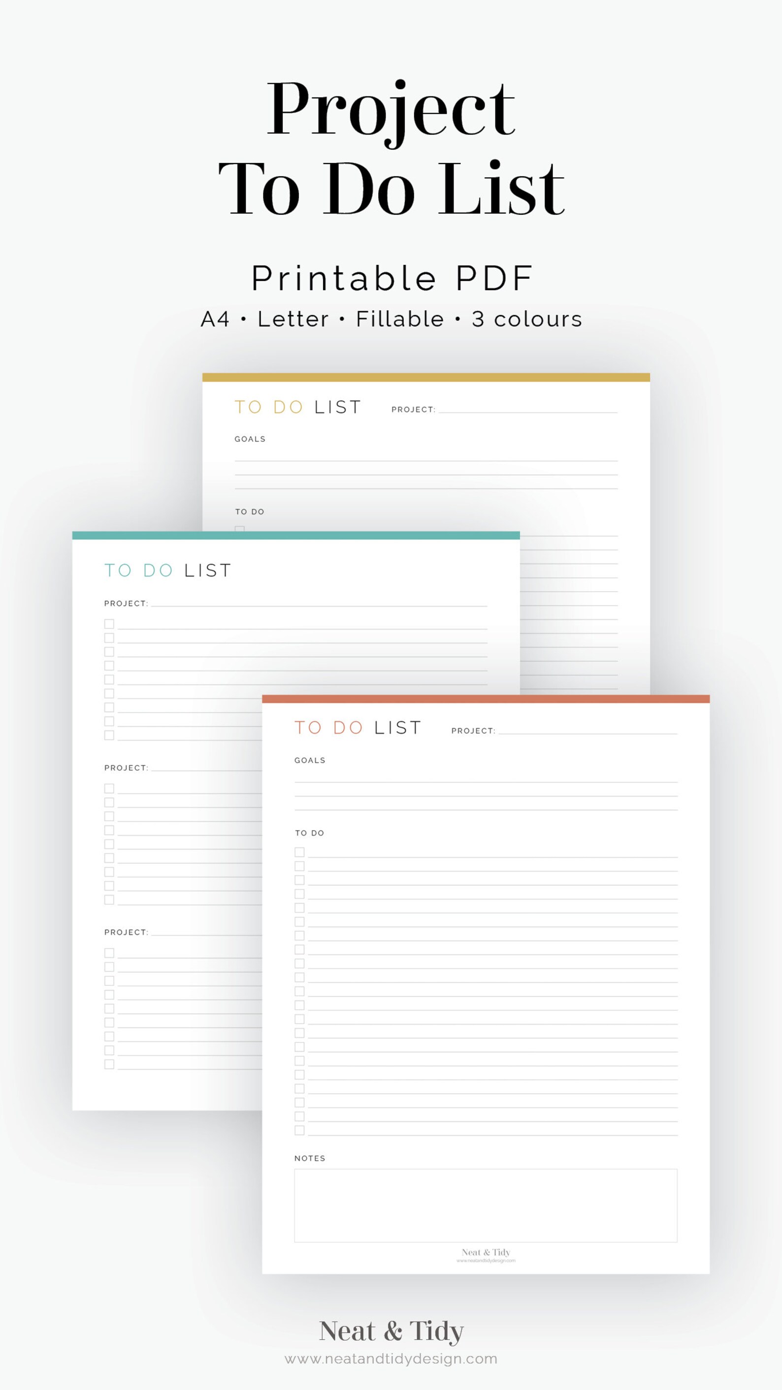 Project to Do List 2 Layouts Fillable Printable PDF - Etsy