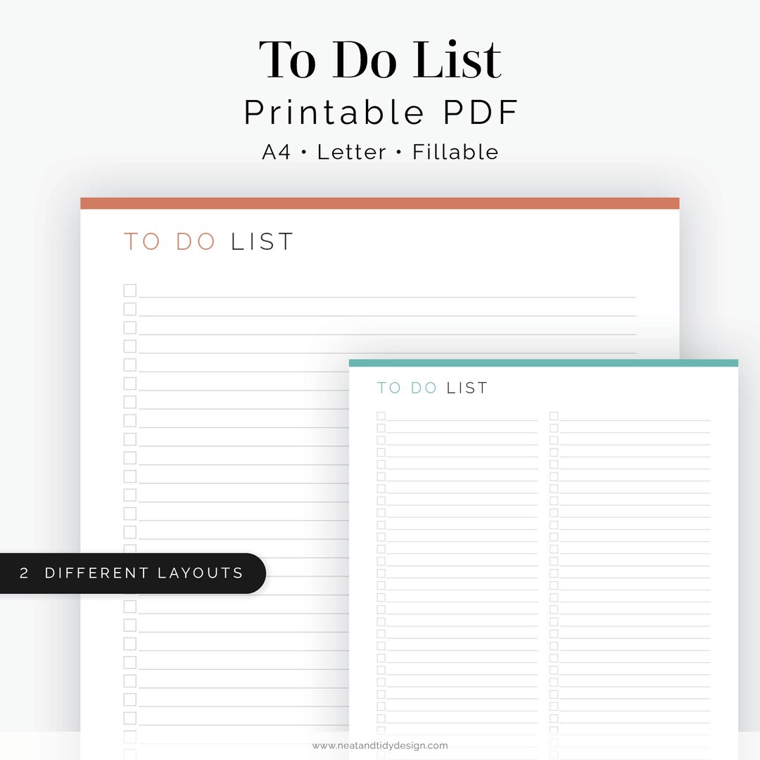 To Do List 2 Versions Fillable Printable PDF Task Management ...