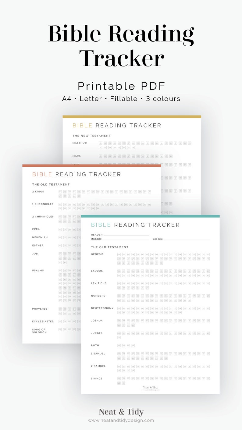 Bible Reading Tracker - Fillable - Printable PDF - Devotional Practice ...