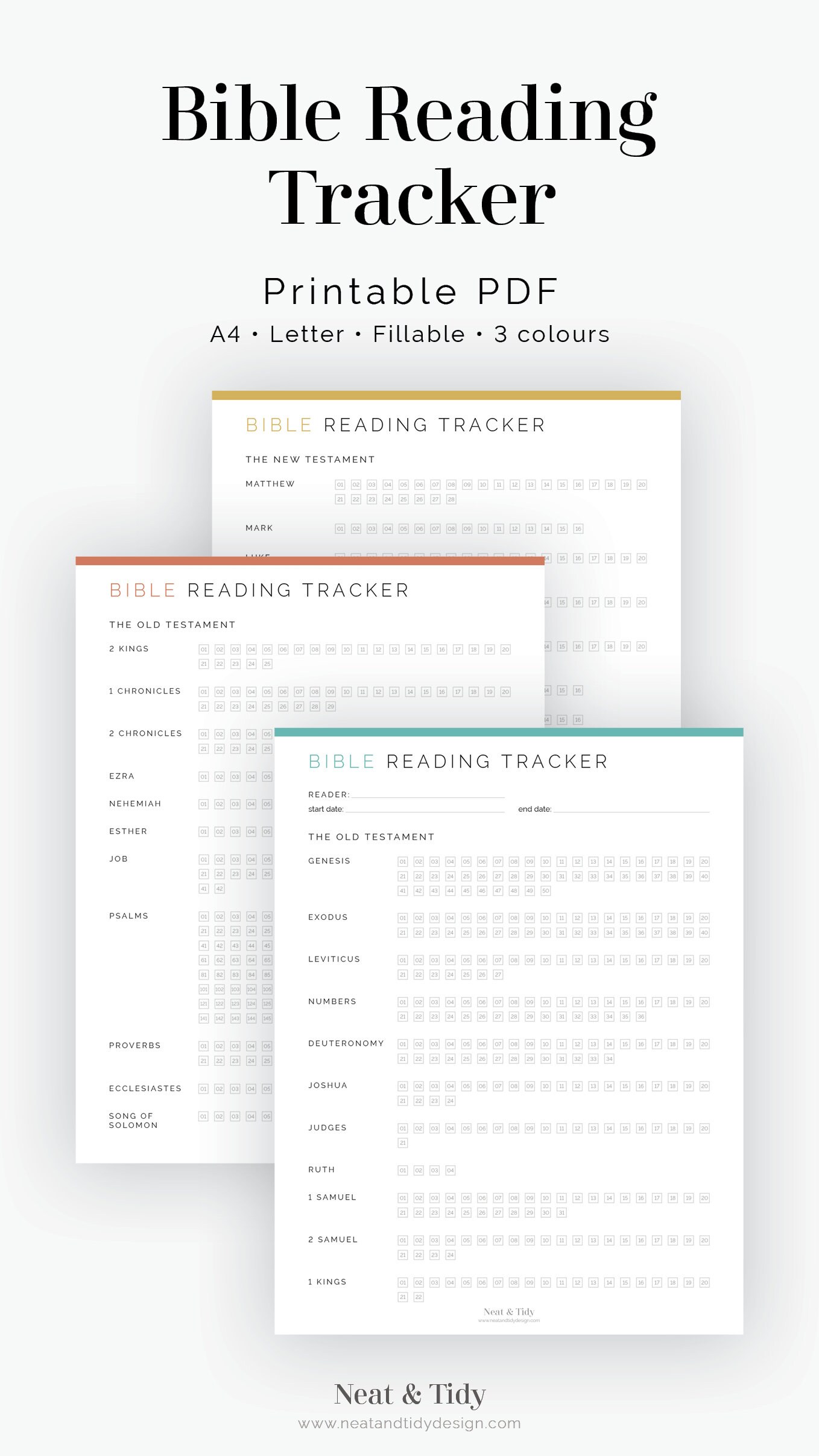 Bible Reading Tracker - Fillable - Printable PDF - Devotional Practice ...