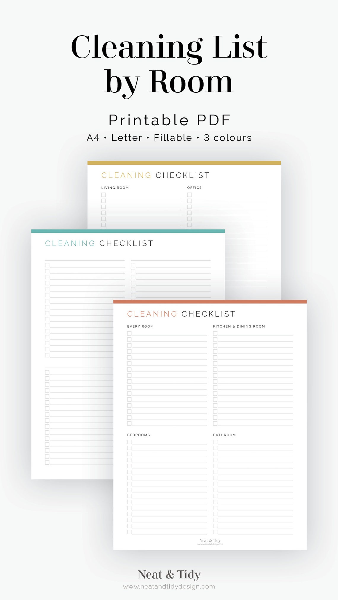 Cleaning Checklist by Room Fillable Printable PDF - Etsy
