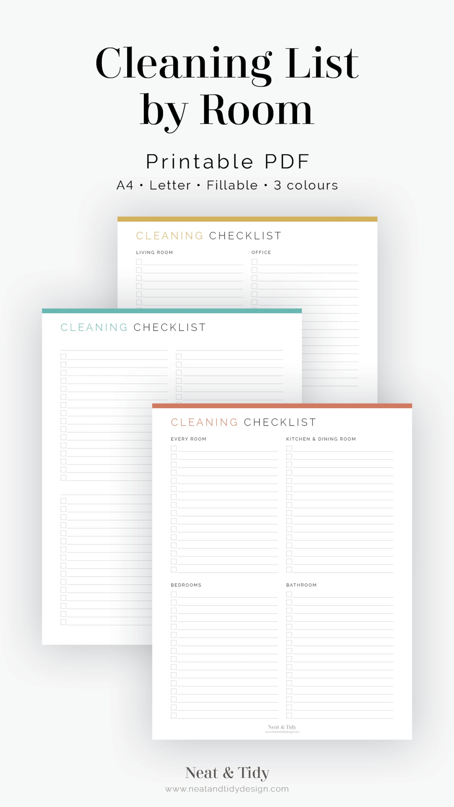 Cleaning Checklist by Room Fillable Printable PDF - Etsy
