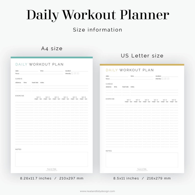 Daily Workout Planner/tracker - Fillable - Printable PDF - Fitness ...
