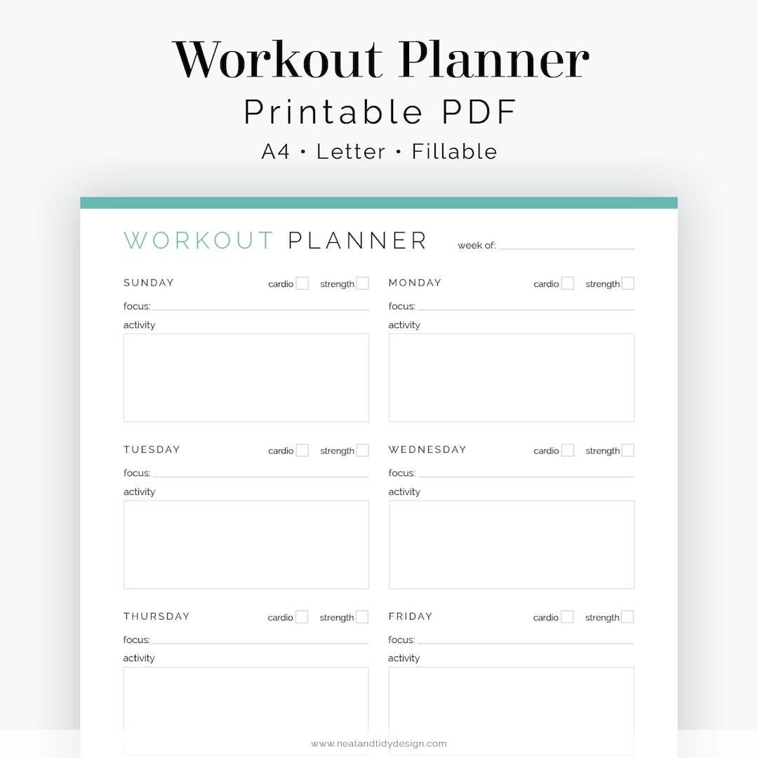 Weekly Workout Planner/tracker - Fillable - Printable PDF - Fitness ...