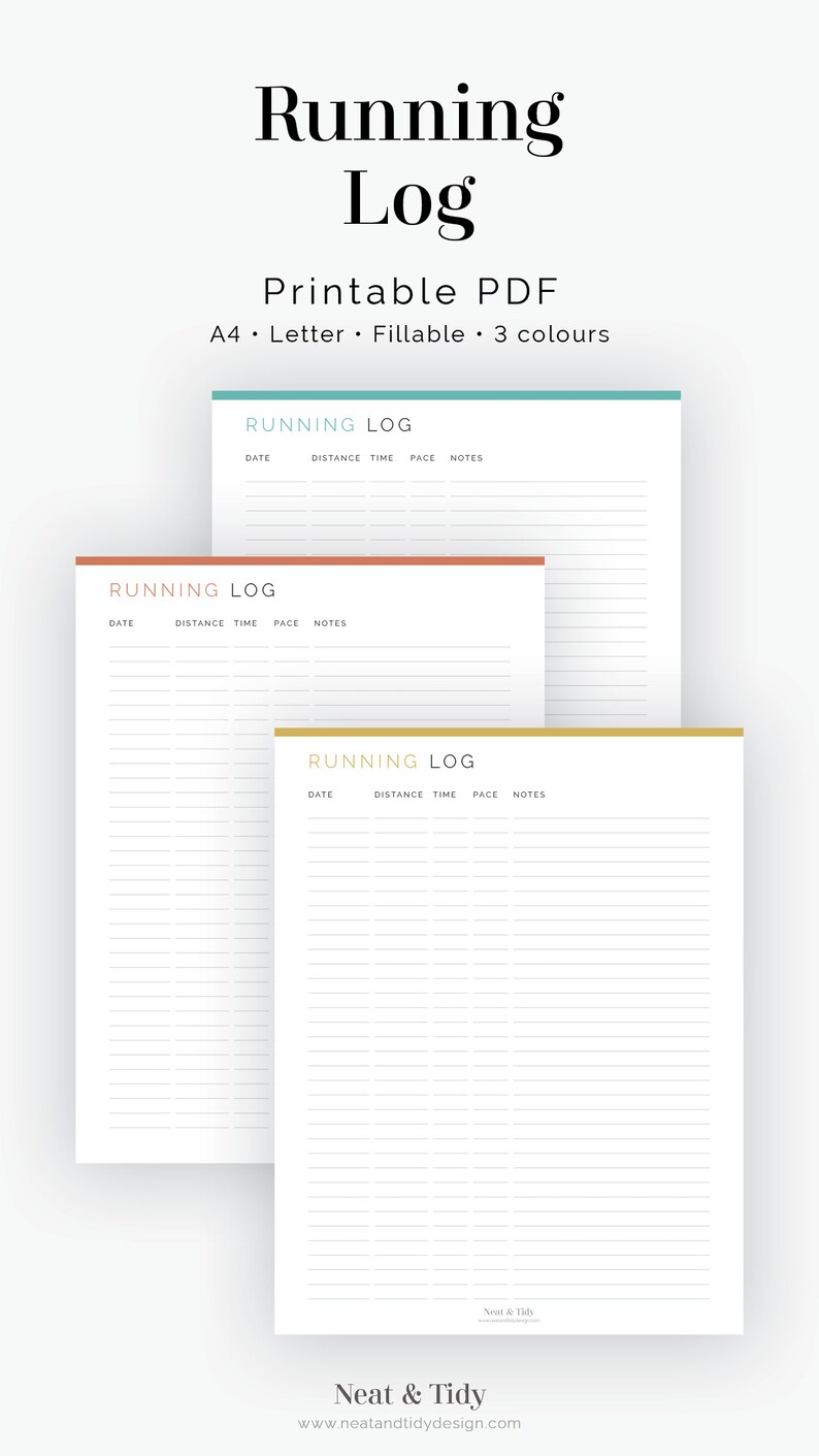 Running Log - Fillable - Printable PDF - Fitness Tracker, Runners Log ...