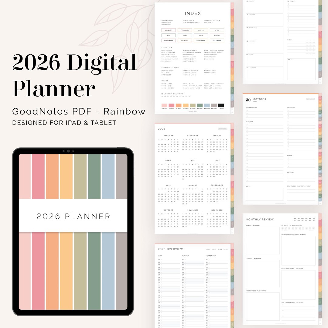 2026 Digital Hyperlinked Planner for Goodnotes & Notability | Dated ...