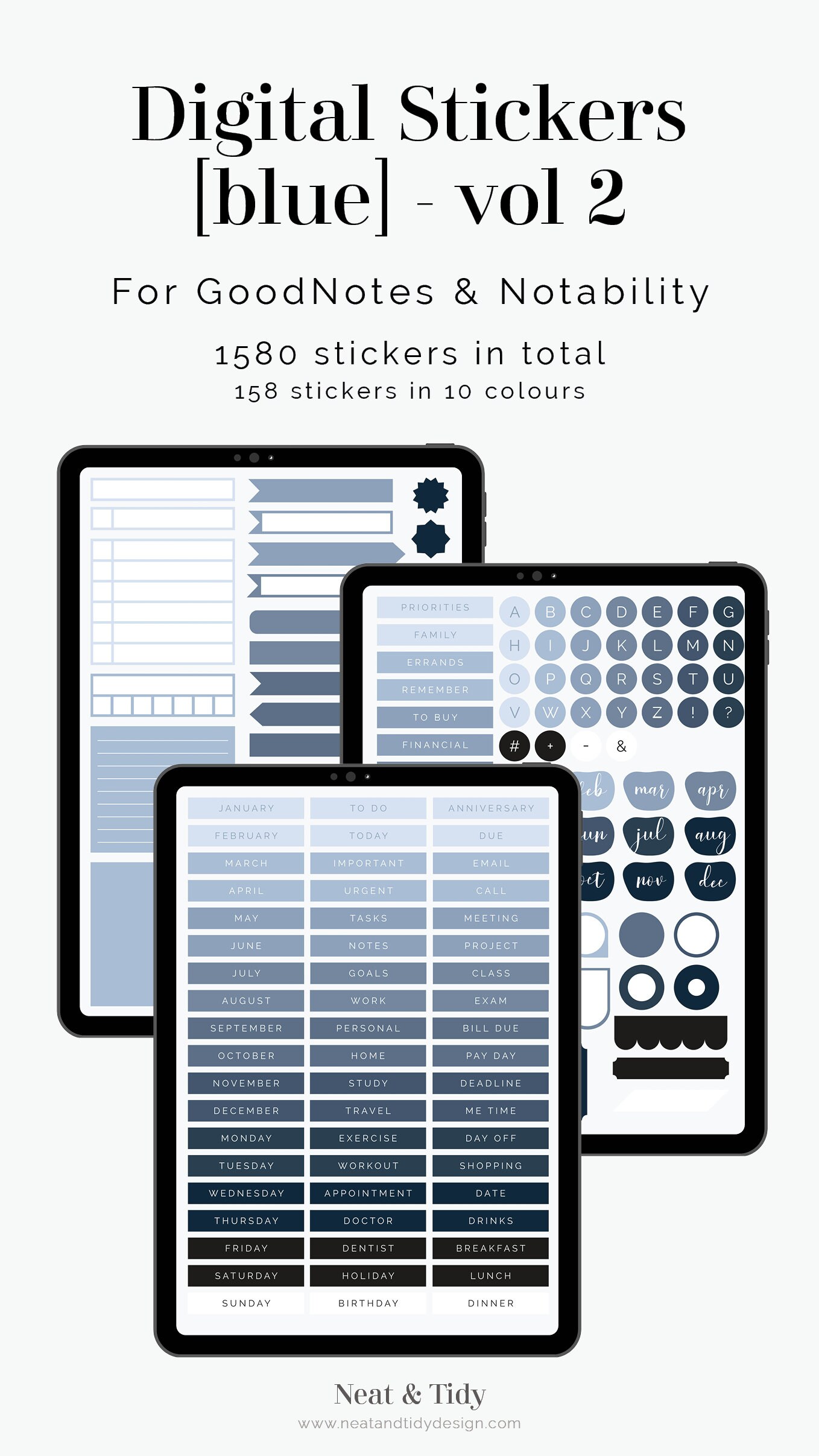 Digital Stickers for Goodnotes Planners Vol 2 1580 - Etsy