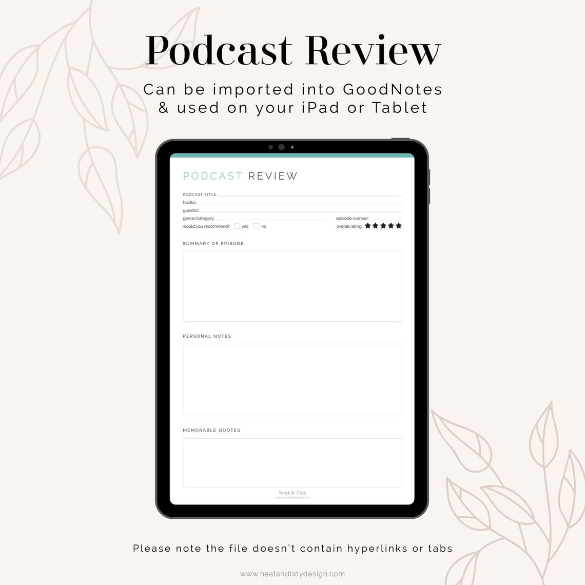 Podcast Review Template | Printable and Fillable Podcast Journal PDF ...