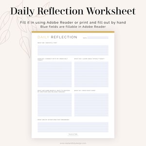 Self-reflection Worksheet | Daily Check-in Journal Printable ...
