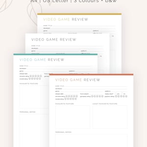 Video Game Review Template PDF | Printable Gaming Journal - Fillable ...