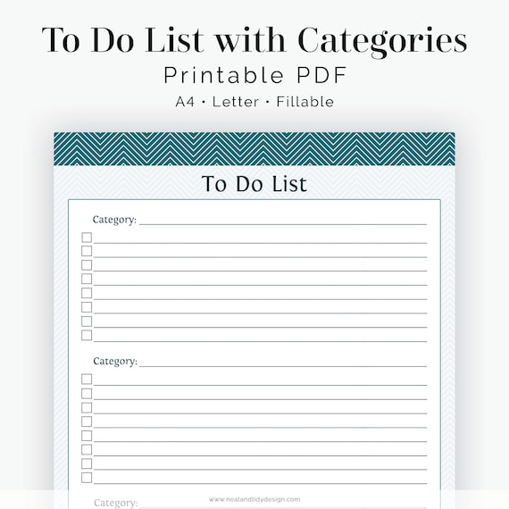 To Do List With Categories Fillable Productivity Printable | Etsy