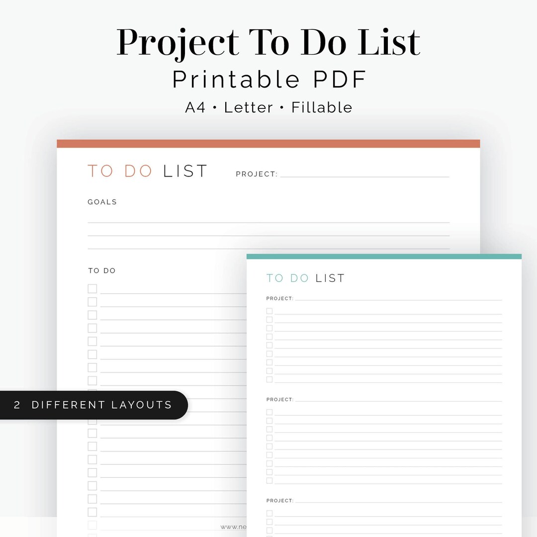 Project to Do List 2 Layouts Fillable Printable PDF Task Management ...