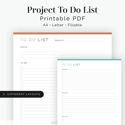 Project to Do List 2 Layouts Fillable Printable PDF - Etsy