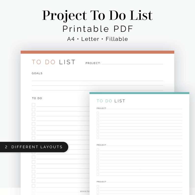 Project to Do List 2 Layouts Fillable Printable PDF - Etsy