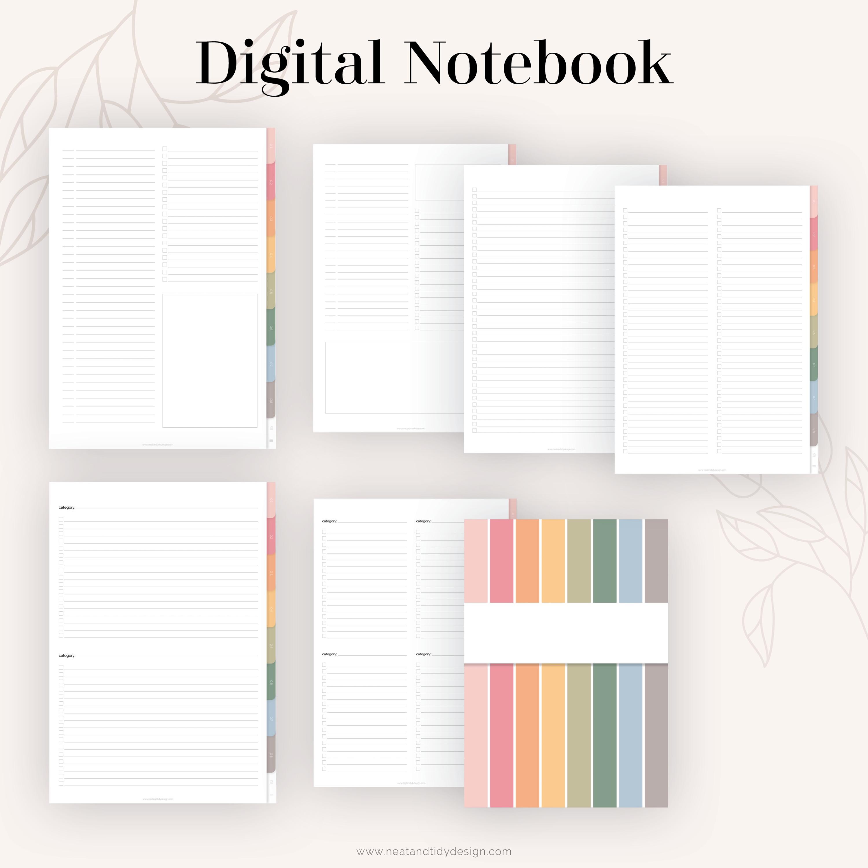 Digital Tabbed Notebook for Goodnotes (portrait) - Hyperlinked Tabs (8 ...