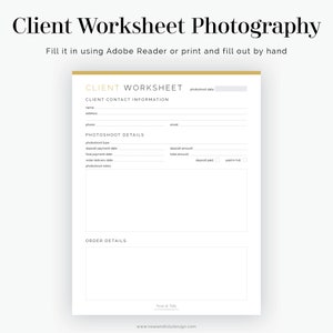 Client Worksheet Photography - Fillable - Printable PDF - Photography ...