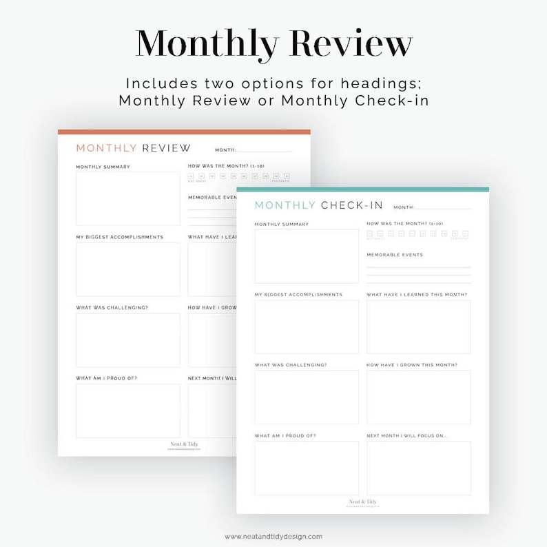 Monthly Check-in Journal Page - Fillable - Printable PDF - Positivity ...