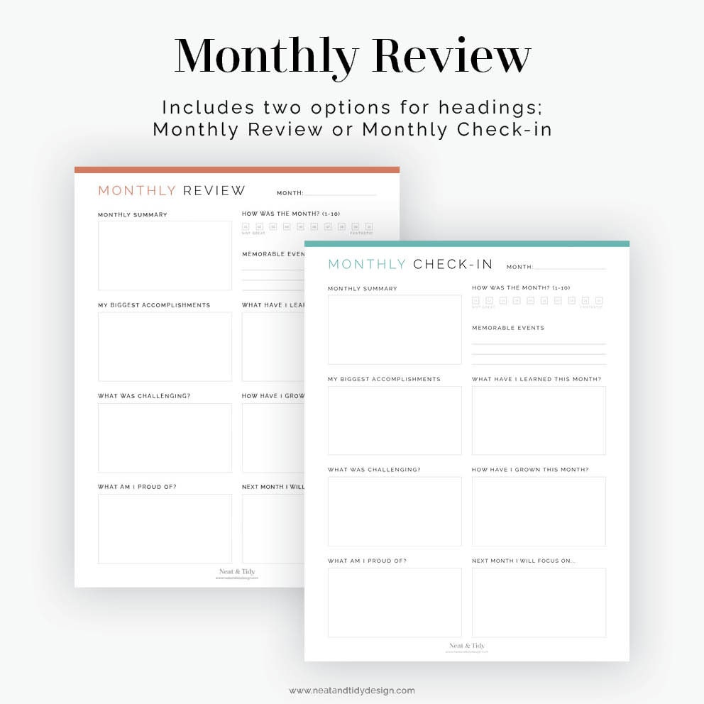 Monthly Check-in Journal Page - Fillable - Printable PDF - Positivity ...