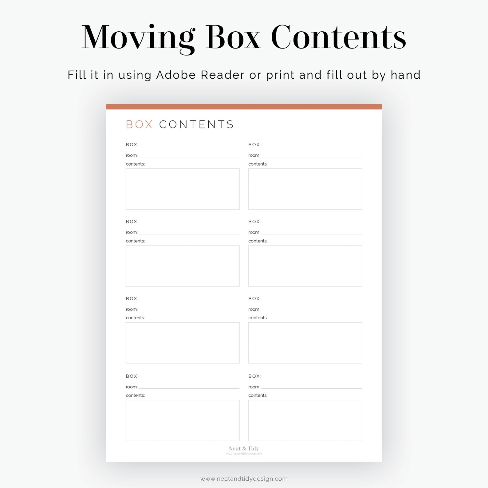 Moving Box Content Inventory Fillable Moving Planner - Etsy